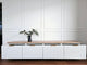 White Fluted TV unit with solid timber Top – Catwalk Furniture